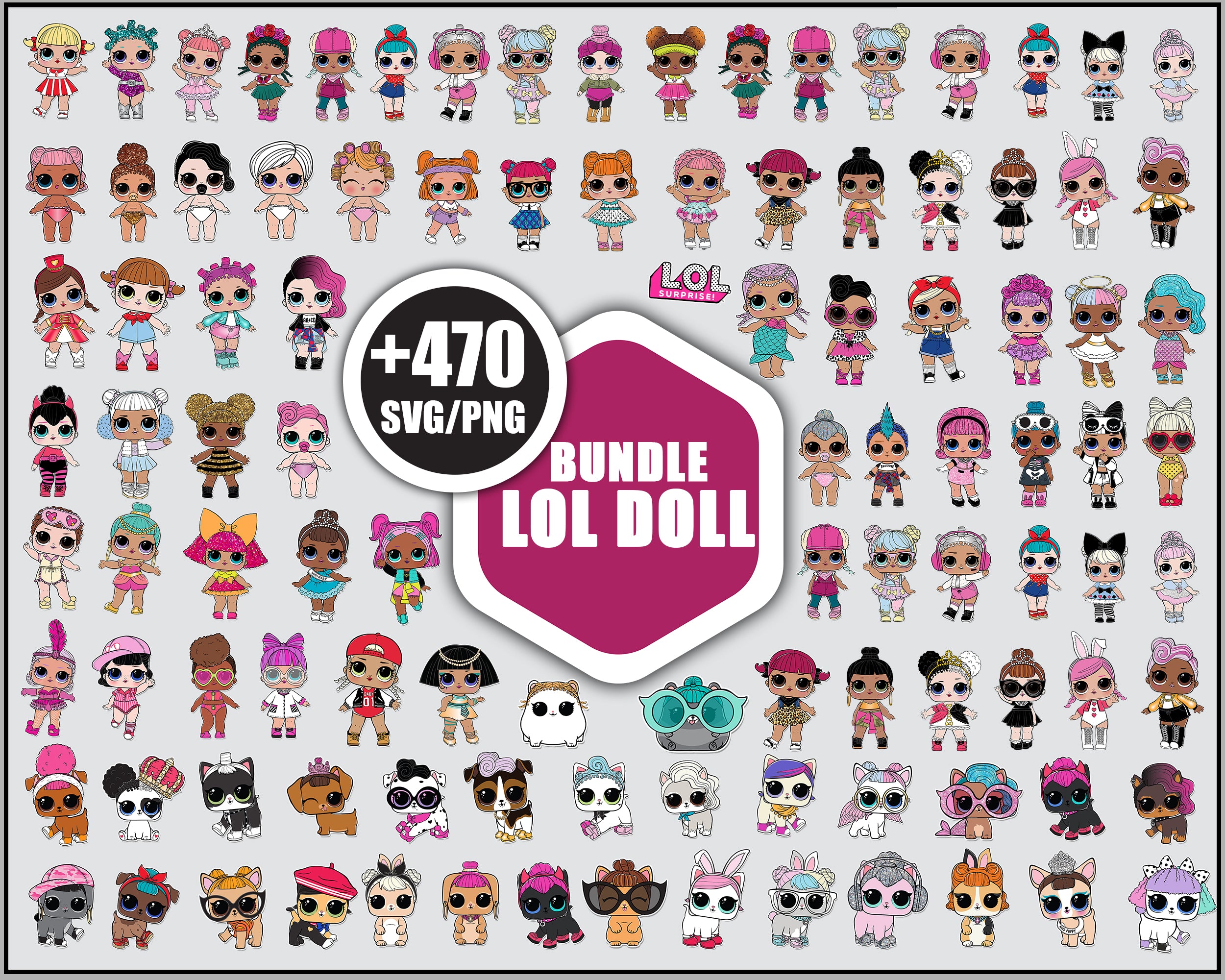Lol dolls character bundle svg, lol dolls cartoon svg, lol doll svg ...
