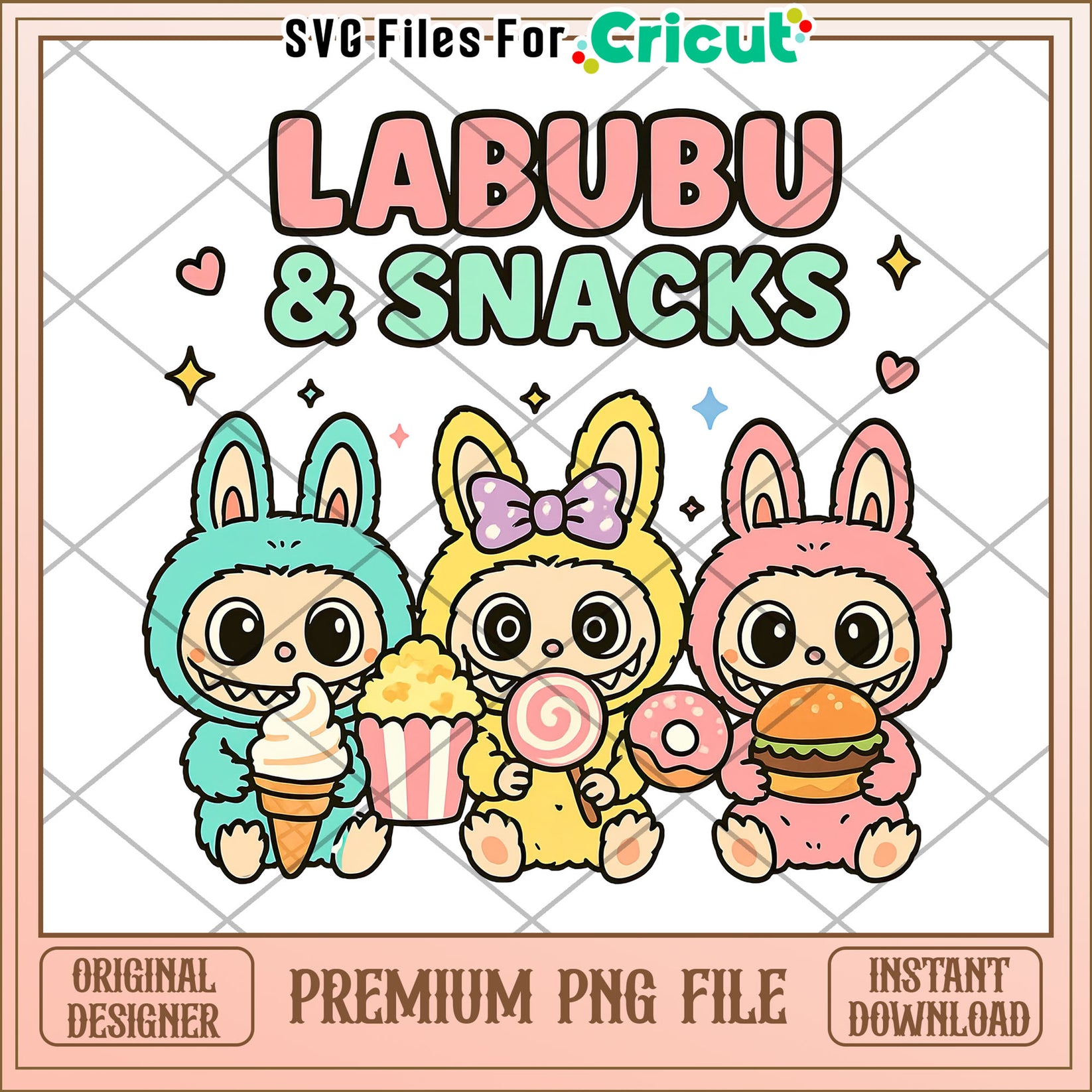 Labubu and snacks png, labubu clothes png, labubu price png – svg files for cricut