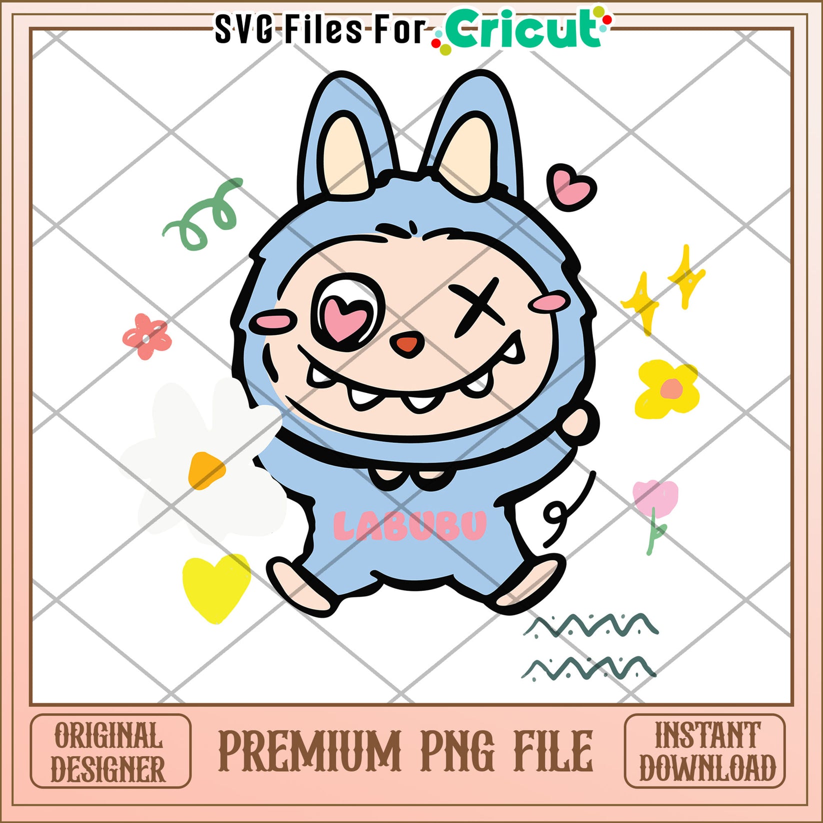 Labubu blue doll design svg, labubu toy svg, labubu doll svg – svg ...