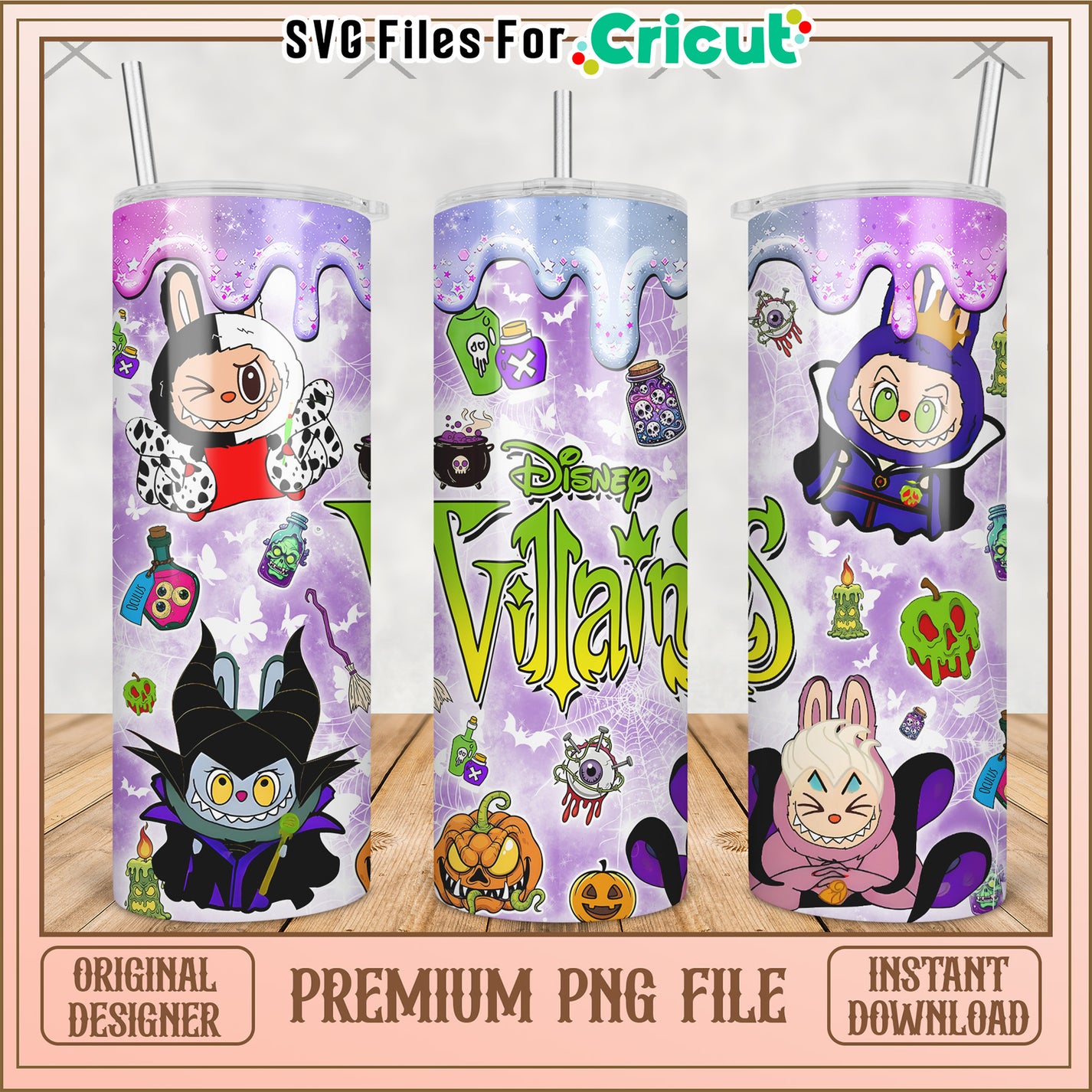 Labubu disney villains tumbler png, labubu cartoon png, labubu hallowe ...