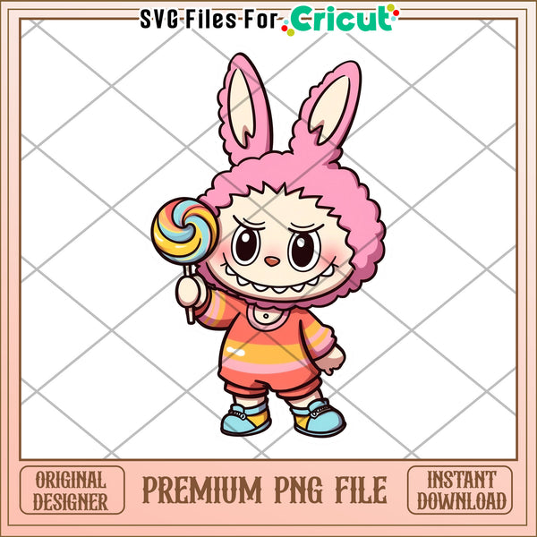 Labubu rainbow loilipop illustrtion png, labubu secret png, cartoon la ...