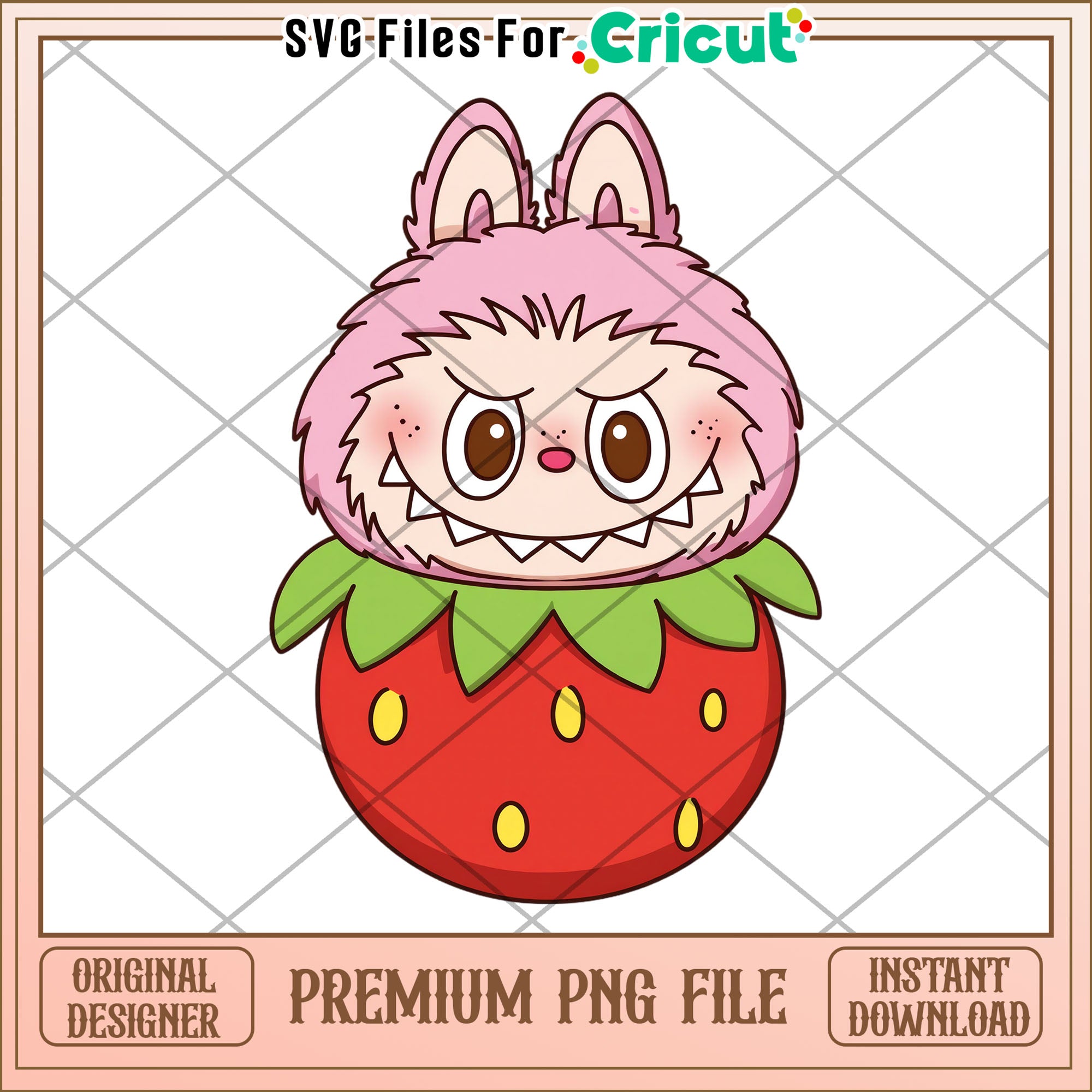 Labubu strawberry design png, labubu popmart png, cartoon characters p ...