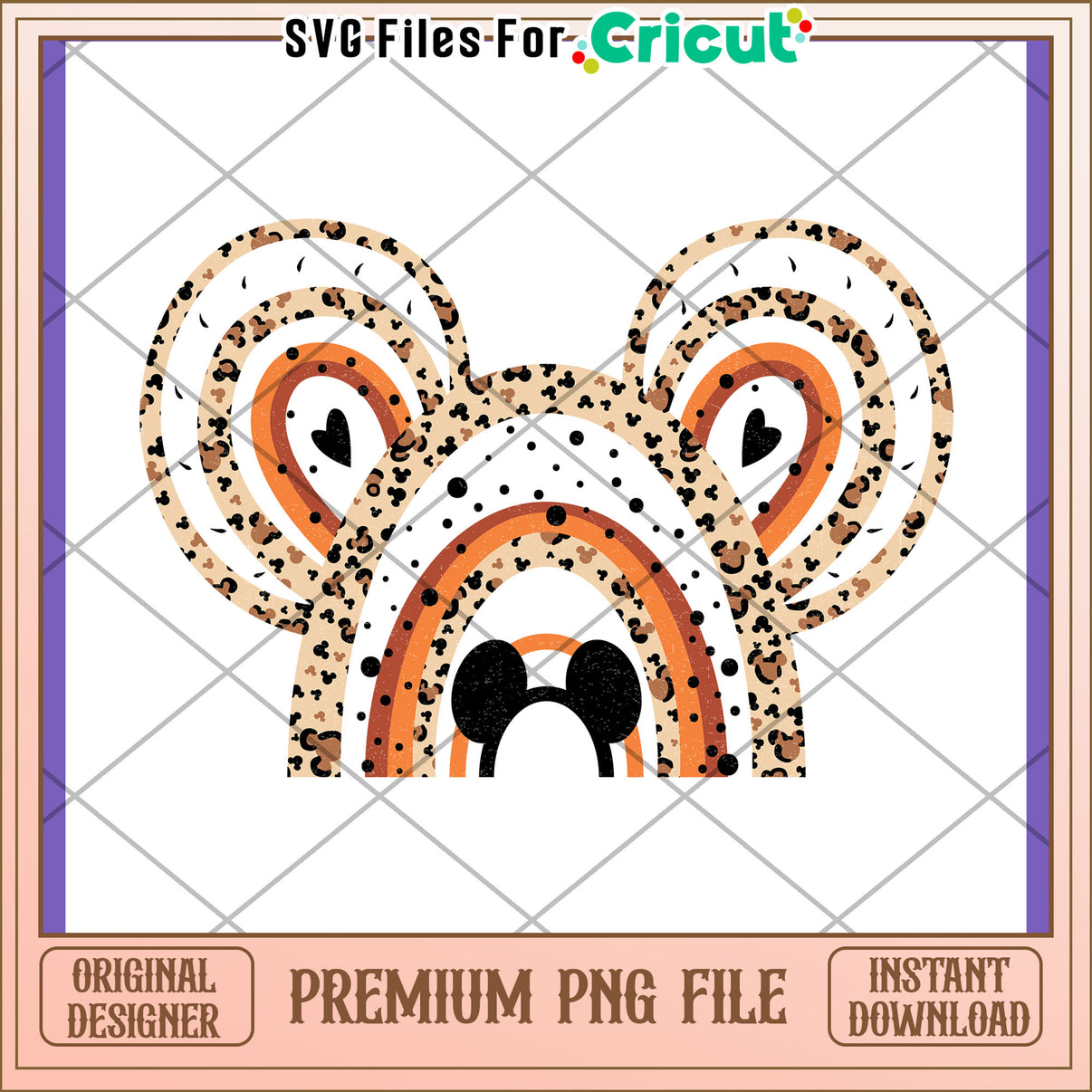 Leopard Mickey Rainbow PNG Design – svg files for cricut