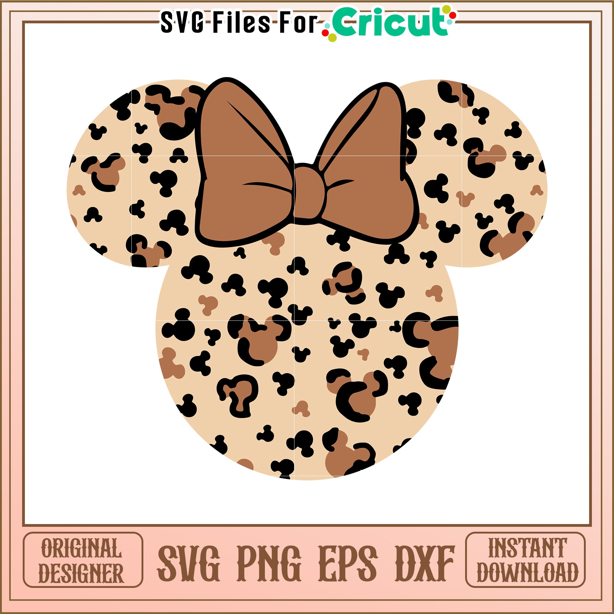Leopard Print Minnie Mouse SVG Design – svg files for cricut