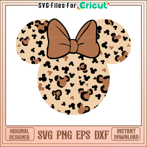 Leopard Print Minnie Mouse SVG Design – svg files for cricut