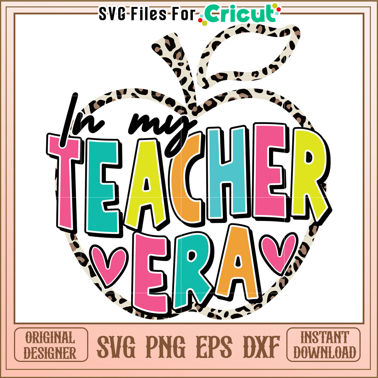 Leopard Teacher Apple SVG Design – svg files for cricut