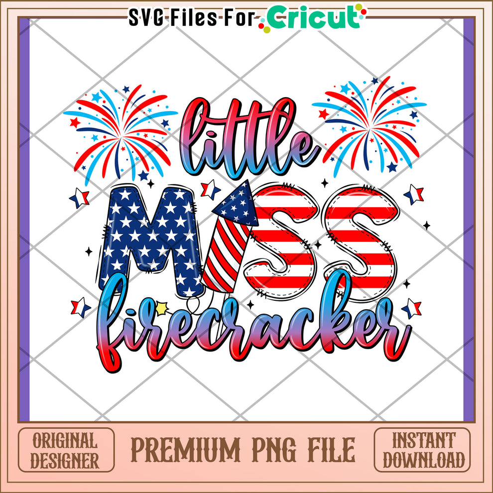 Little Miss Firecracker PNG Design – svg files for cricut