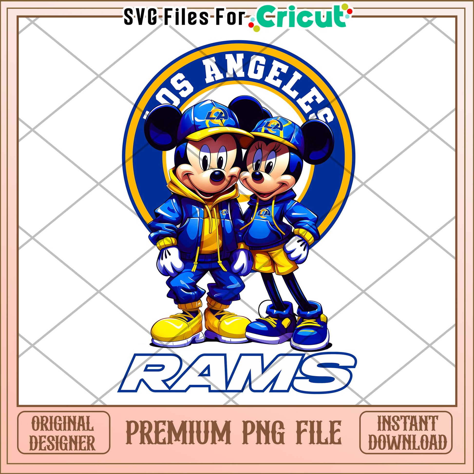 Los Angeles Rams Mickey and Minnie Mouse PNG Design, Instant Download ...