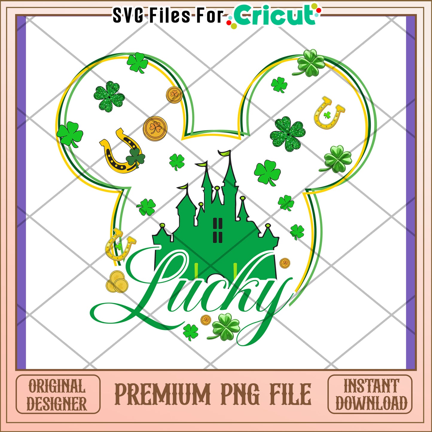Lucky Disney Castle PNG Design – svg files for cricut