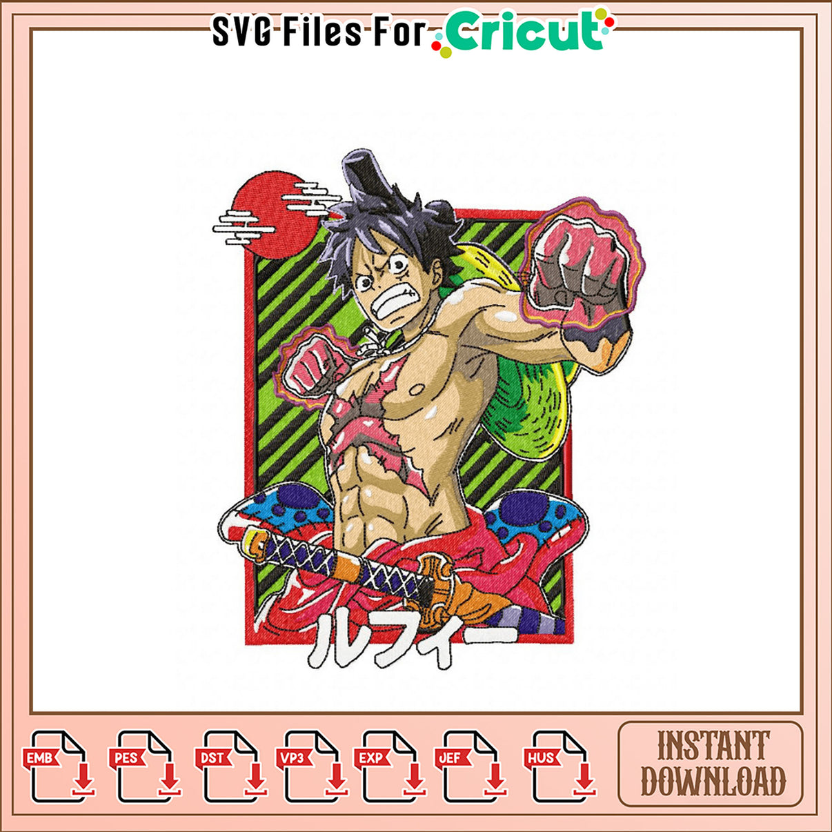 Luffy One Piece Embroidery Design Instant Download – svg files for cricut
