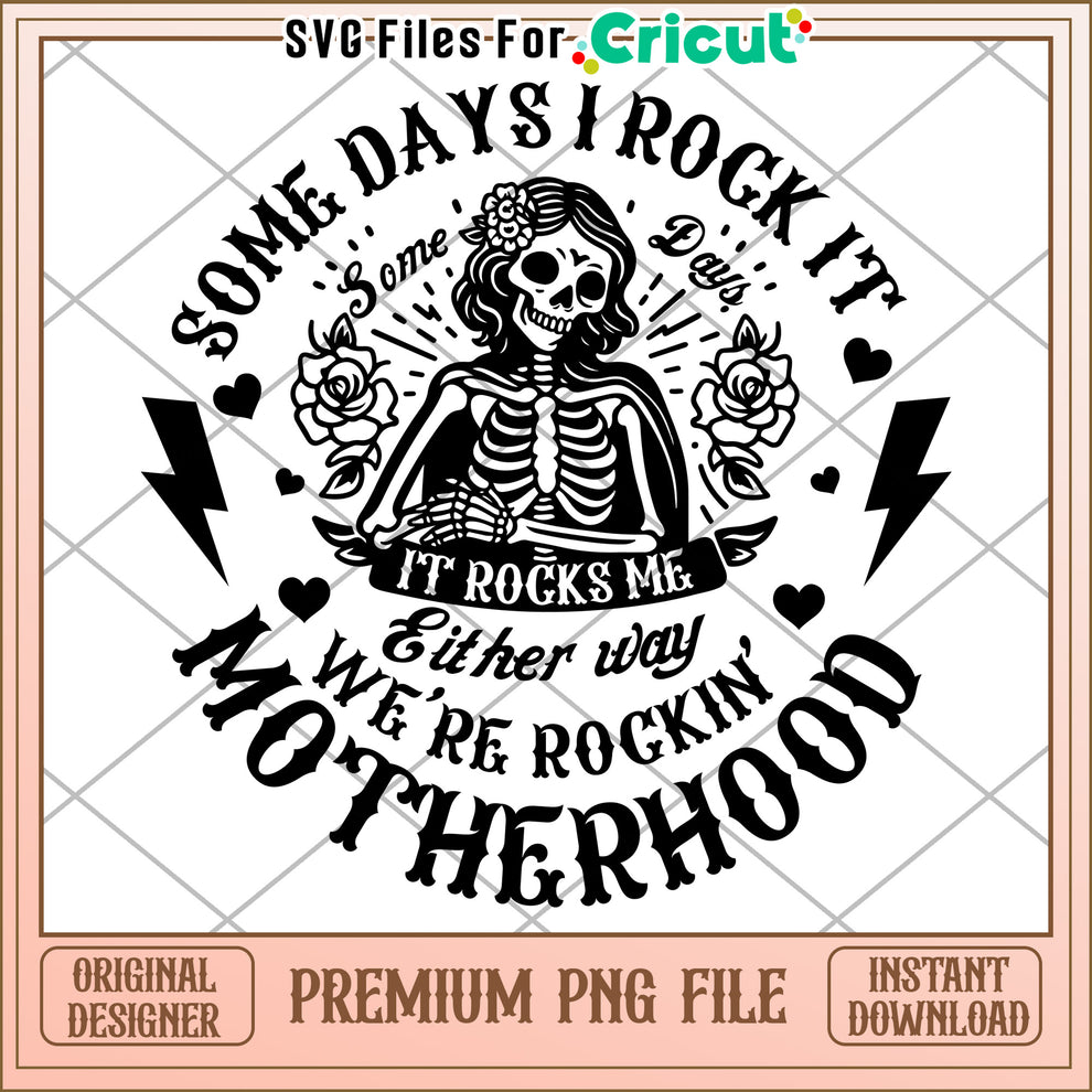 Mama Skull PNG Rockin Motherhood Design – svg files for cricut