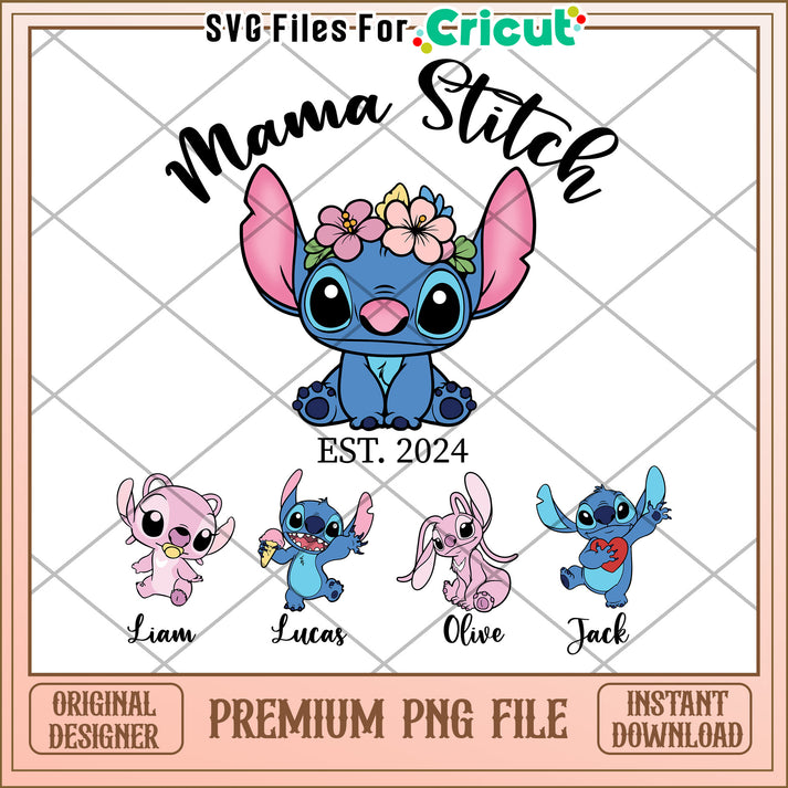 Mama Stitch Family PNG Cricut Design – svg files for cricut