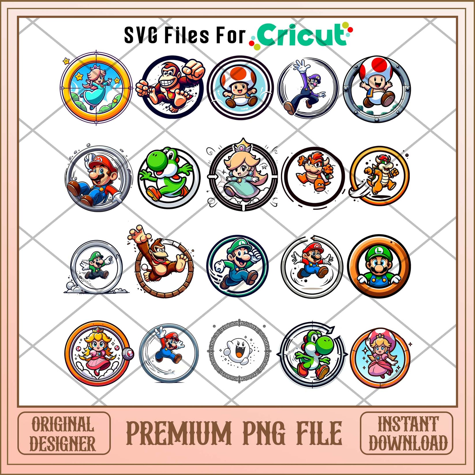 Super Mario cute logo png bundle, Super Mario chibi bundle – svg files ...