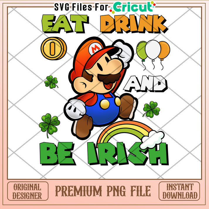 Mario St Patricks Day PNG Design – svg files for cricut