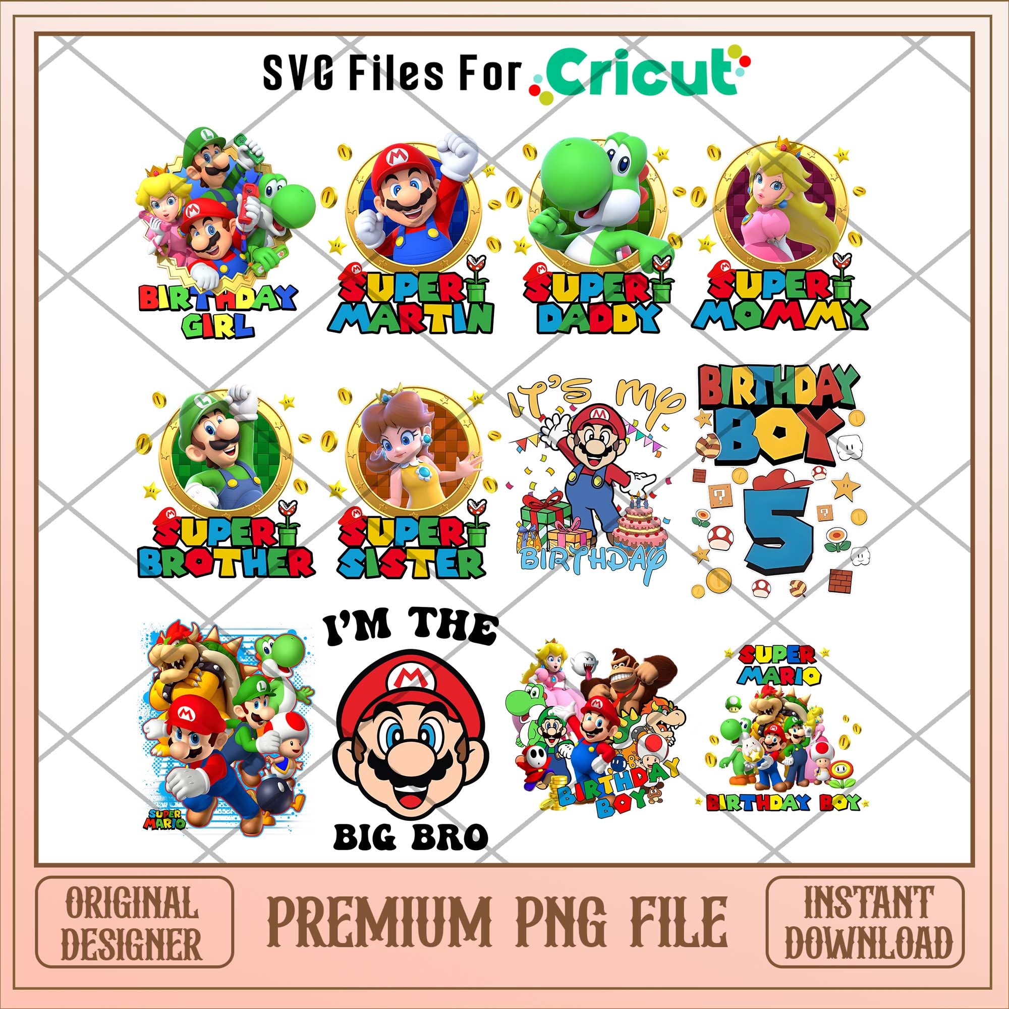 Super Mario family png bundle ver 2 – svg files for cricut