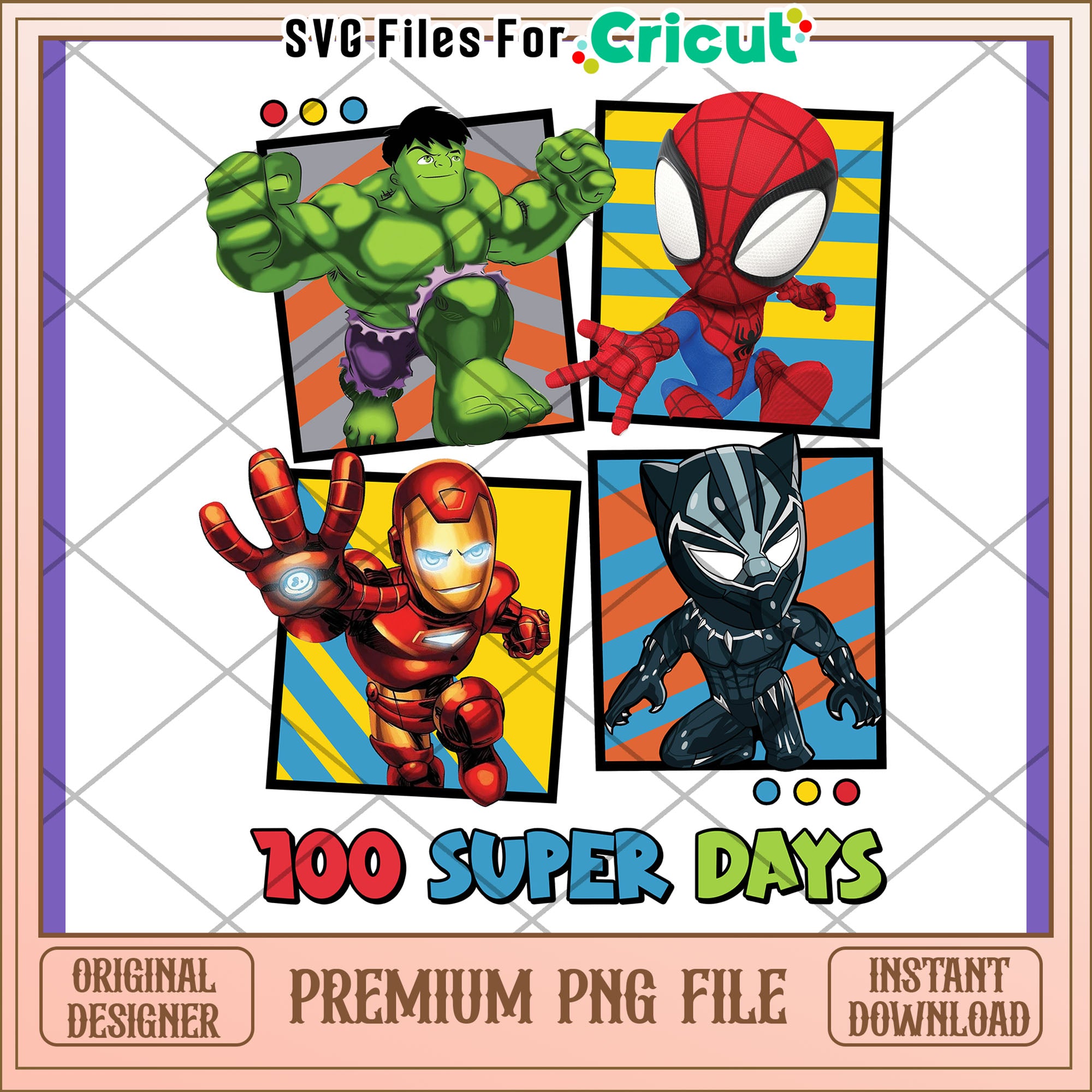 Marvel Heroes PNG 100 Super Days Design – svg files for cricut