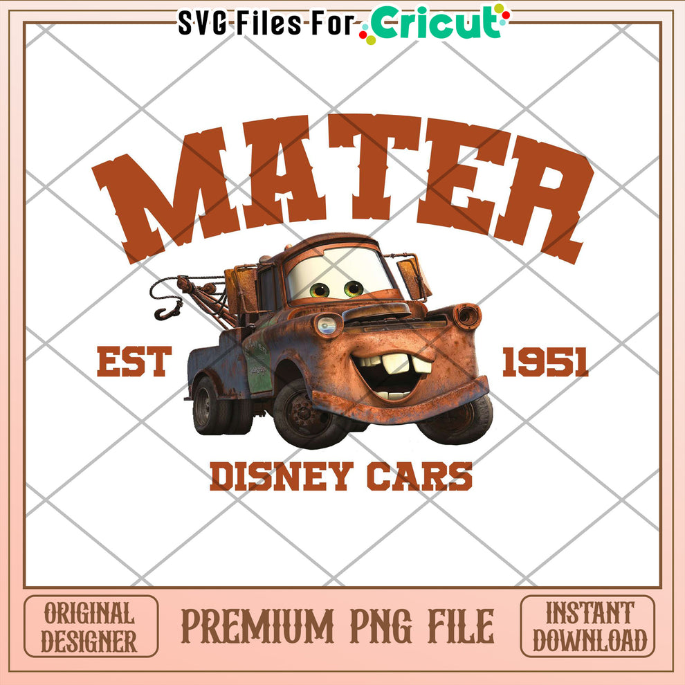 Mater Disney Cars PNG Download – svg files for cricut