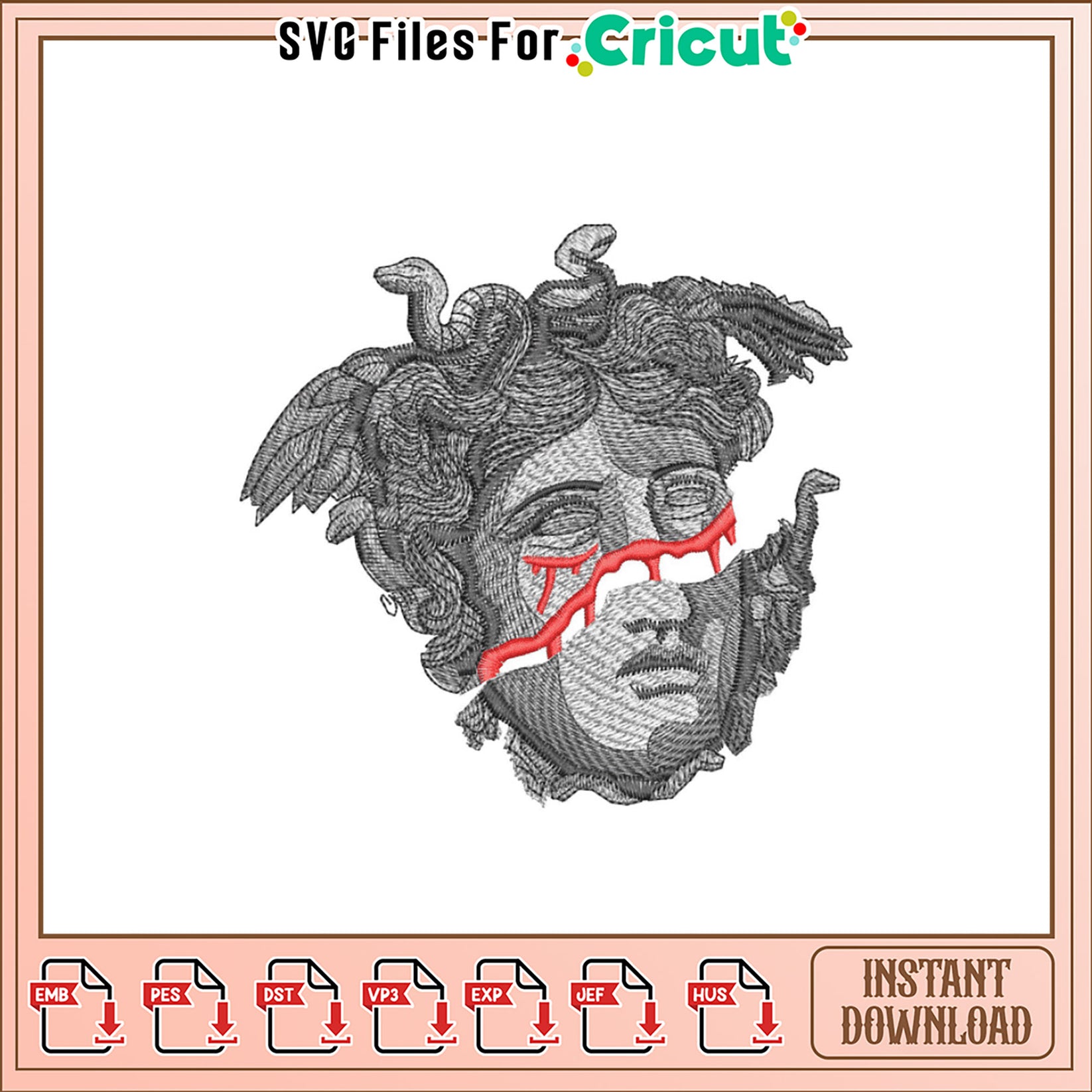Medusa Embroidery Design Instant Download – svg files for cricut