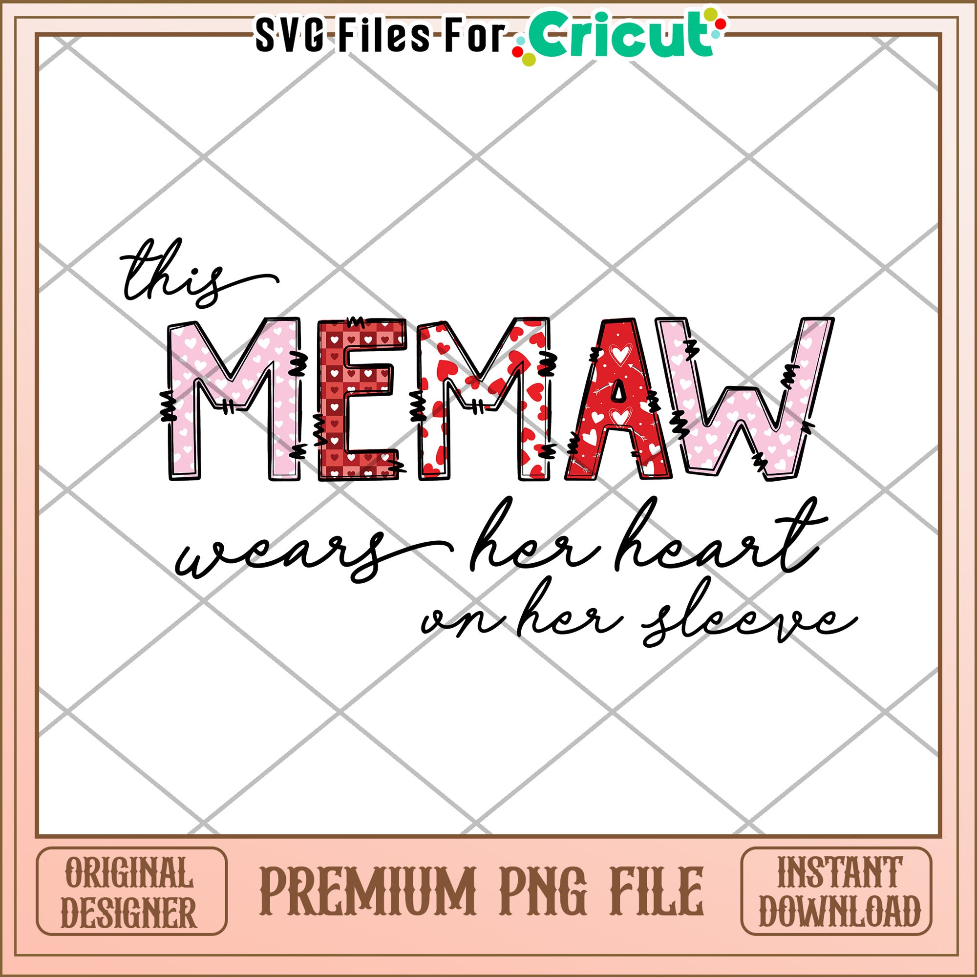 Memaw PNG Heart Design Instant Download – svg files for cricut
