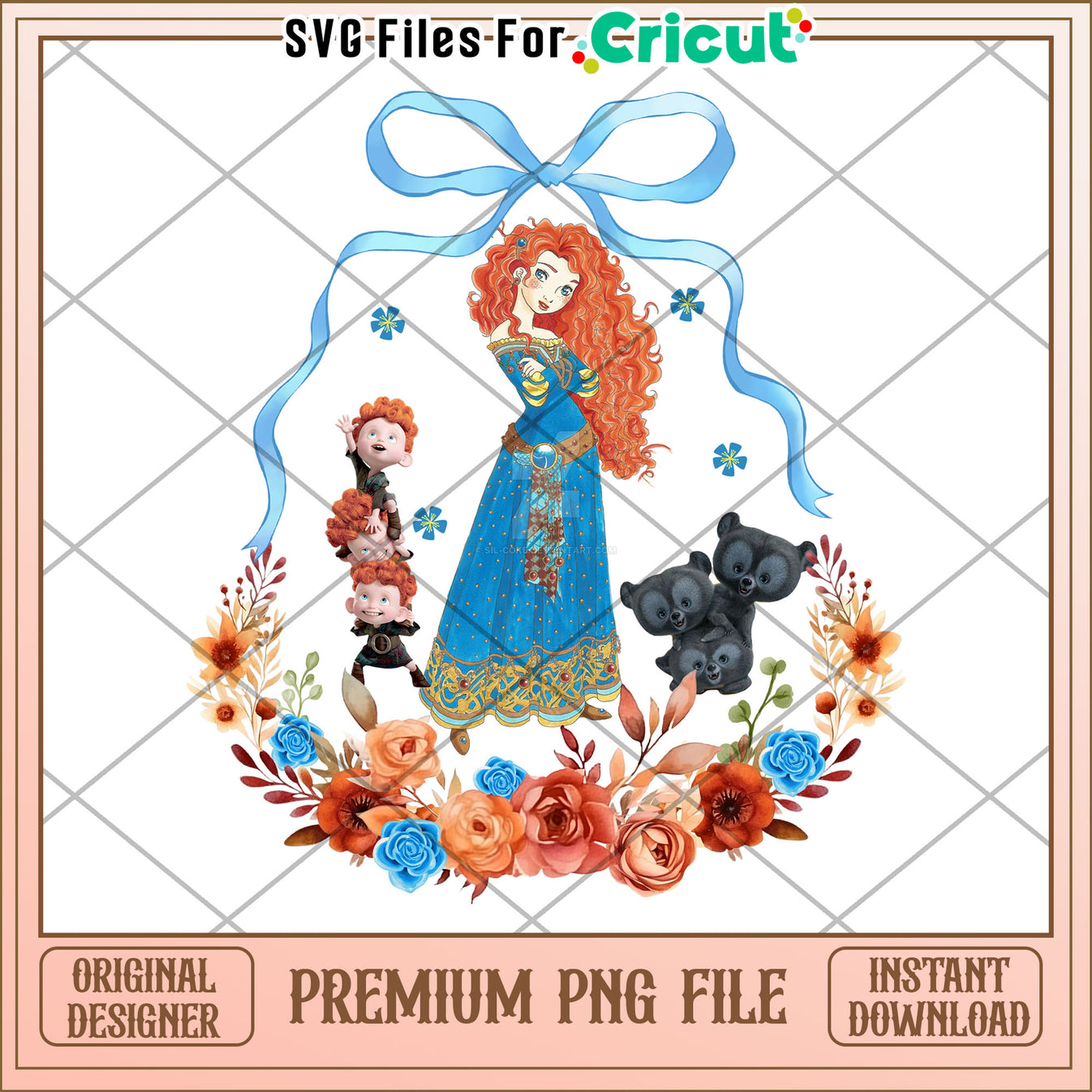 Merida and Bears PNG Floral Design – svg files for cricut