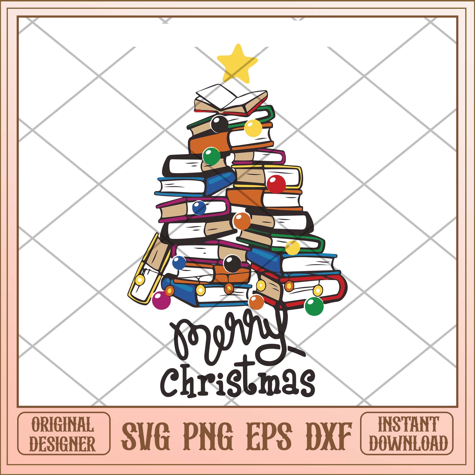 Merry Christmas Books tree svg, Christmas books pine tree svg bundle ...