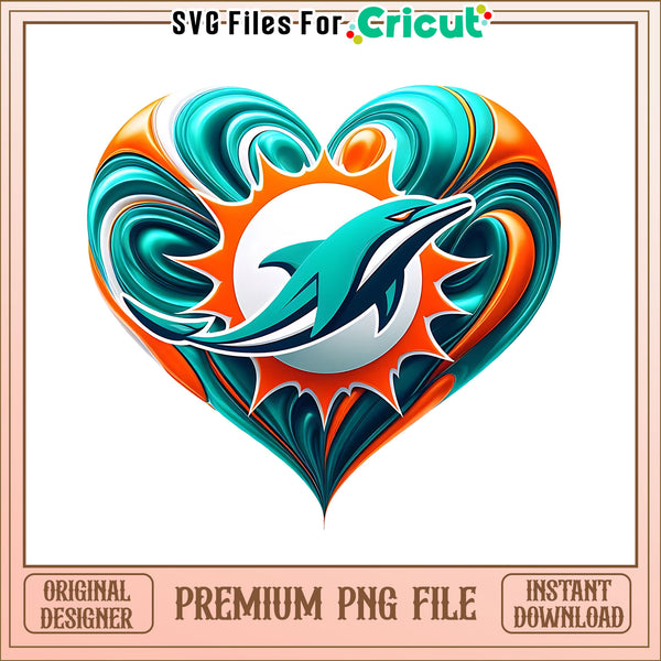 Miami Dolphins logo vintage heart png, Miami Dolphins png, NFL png ...