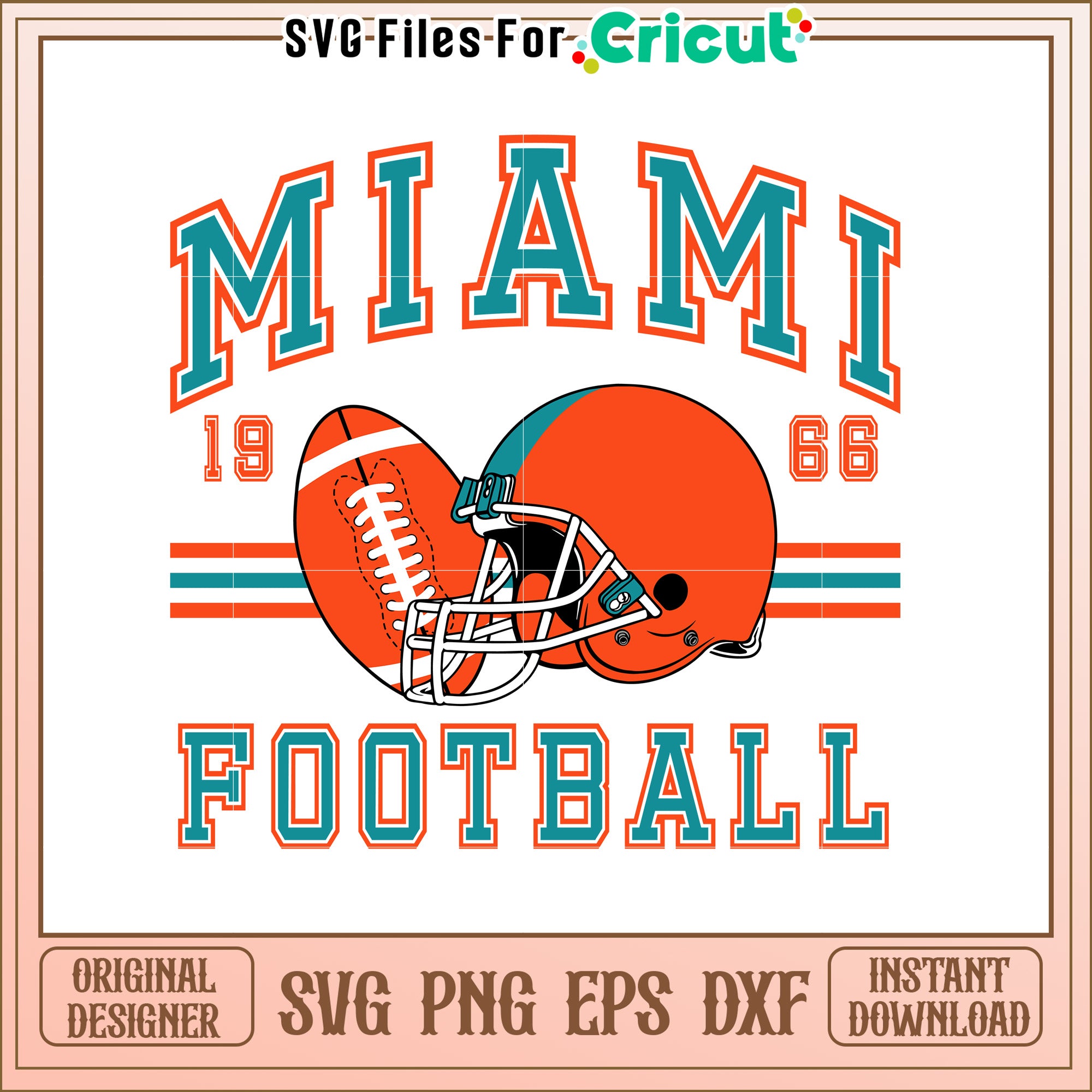 Miami Football SVG Design with Classic Helmet Art – svg files for cricut