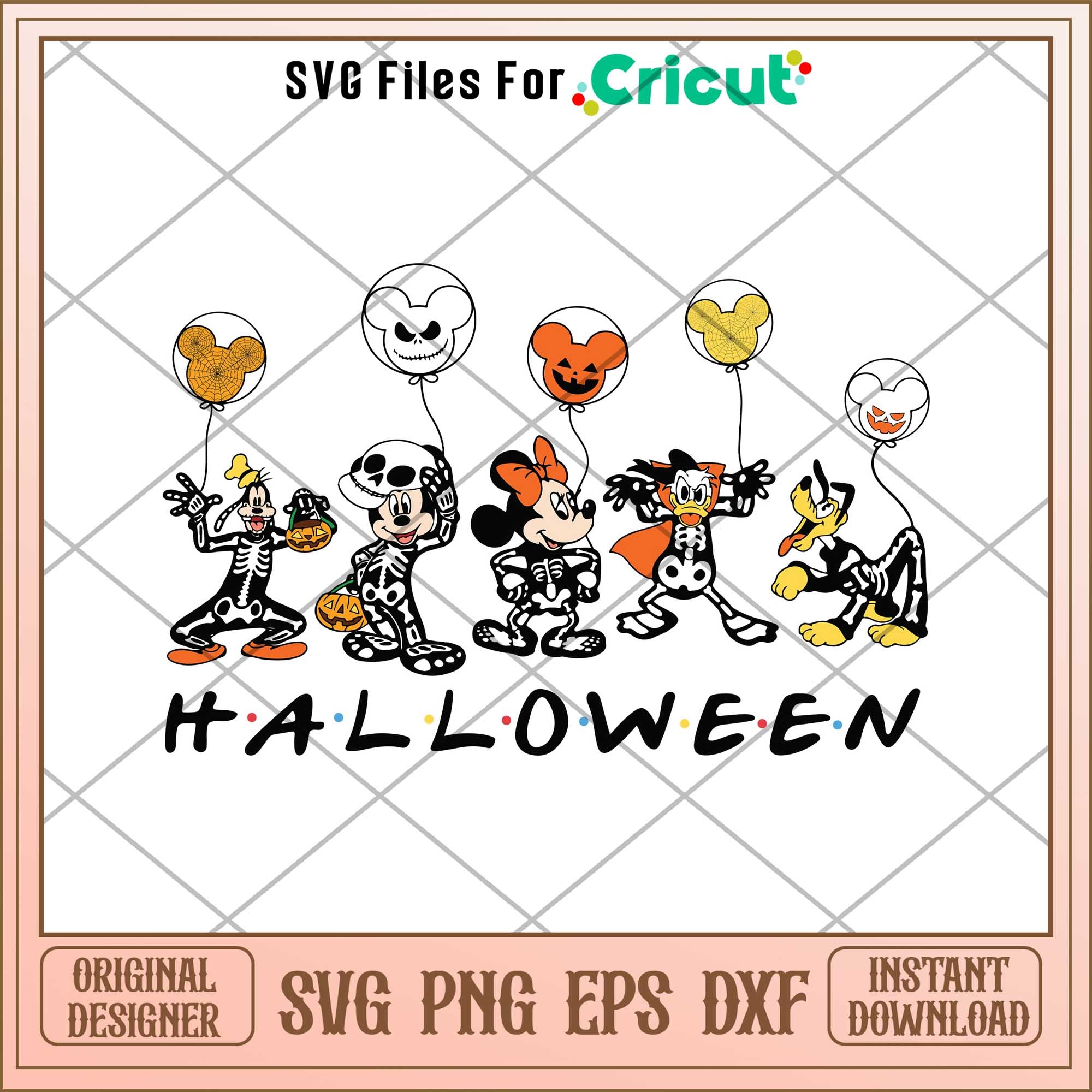 Mickey And Friends Skeleton svg, disney characters svg, digital downlo ...