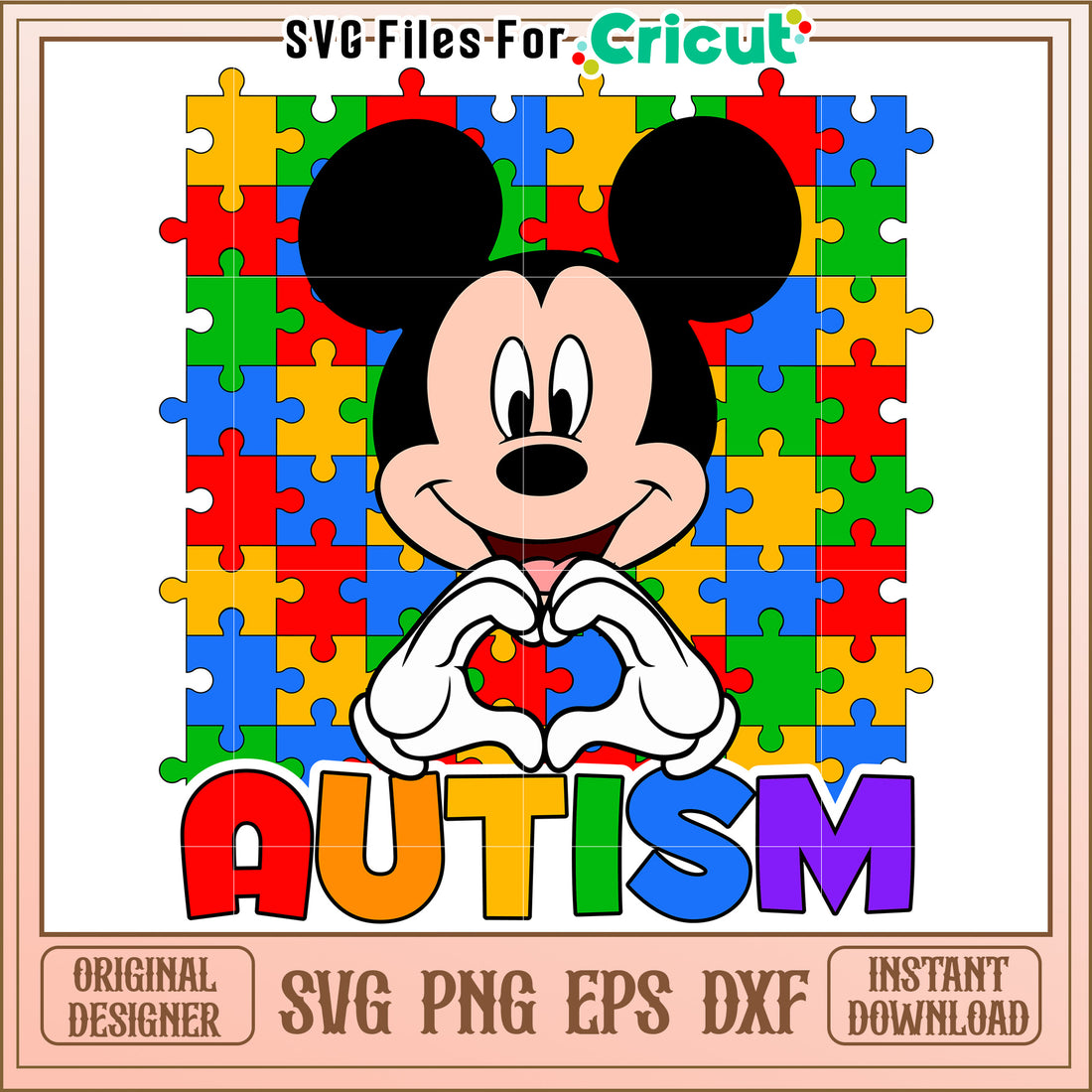 Mickey Autism Puzzle SVG Design – svg files for cricut