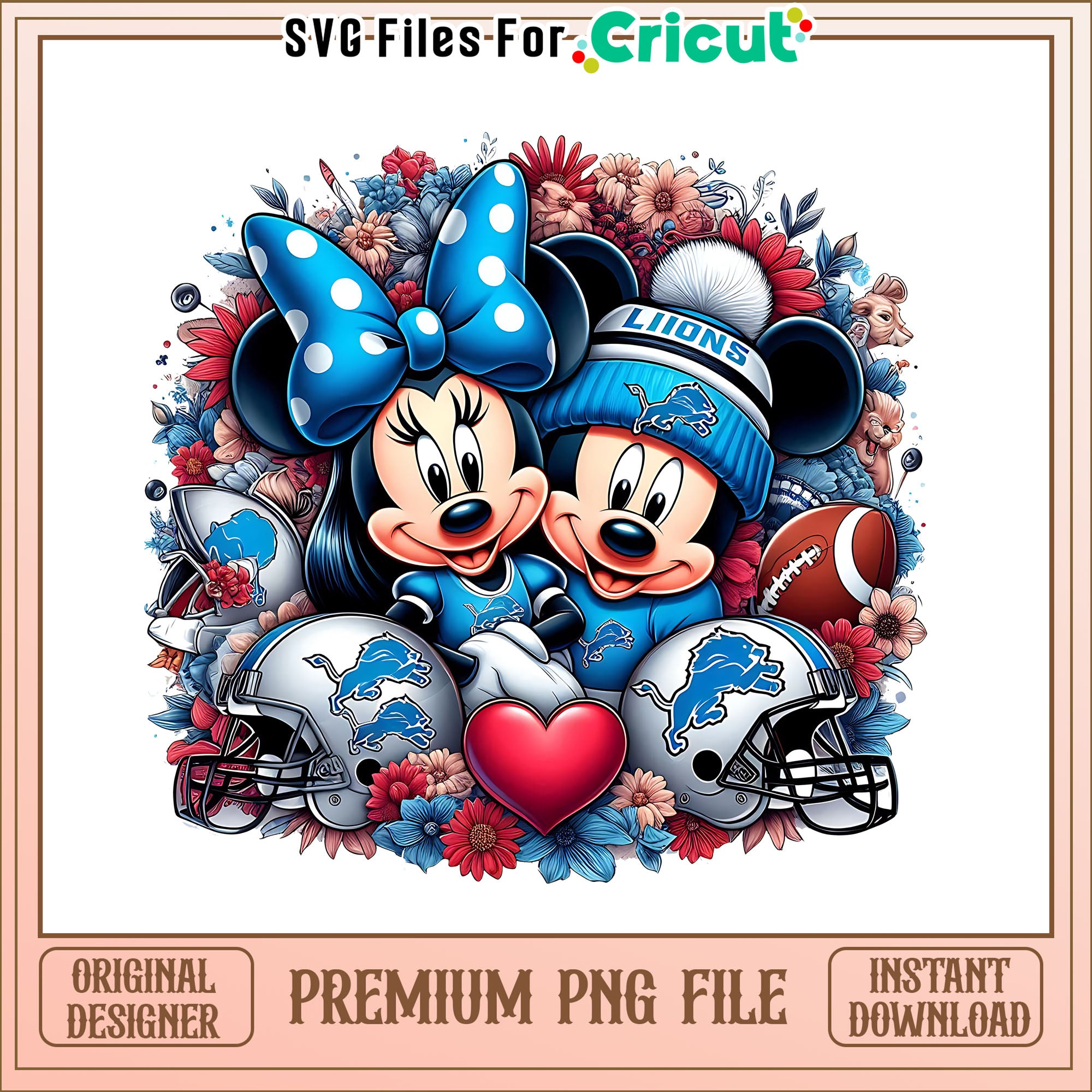 Mickey Minnie flower Detroit Lions png, Detroit Lions png, NFL png ...