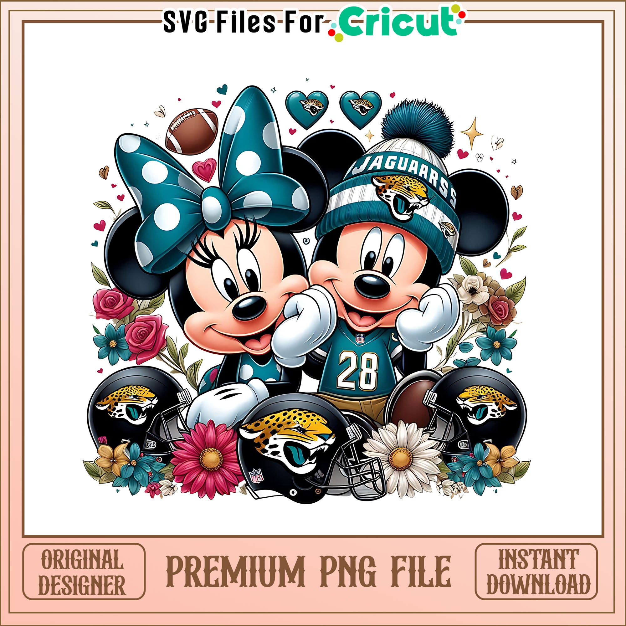 Mickey Minnie flower Jaguars png, Jacksonville Jaguars png, NFL png ...