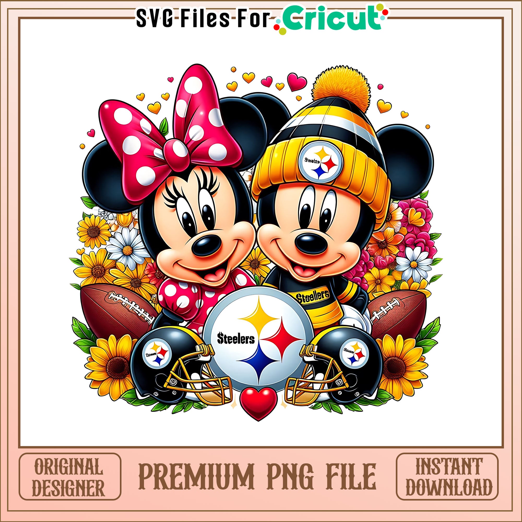 Mickey Minnie flower Steelers png, Pittsburgh Steelers png, NFL png ...