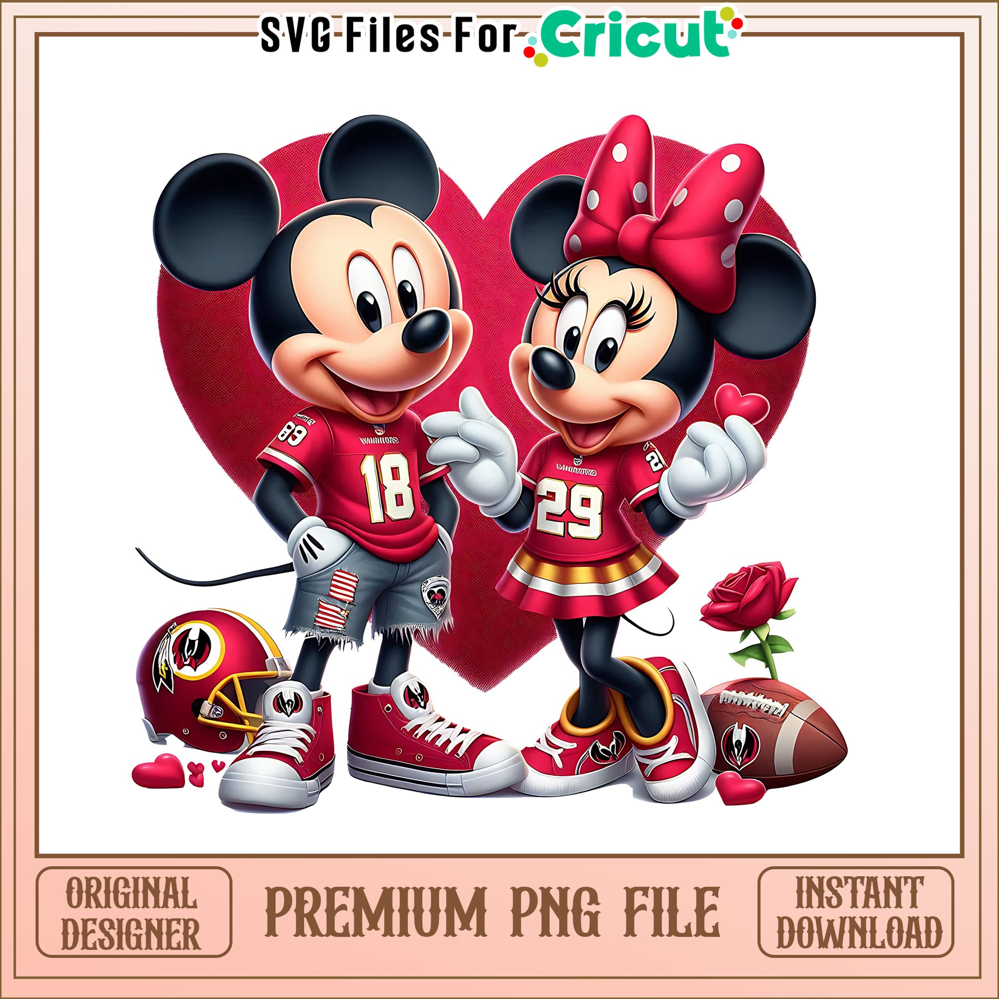 Mickey Minnie heart Redskins png, Washington Redskins png, NFL png ...