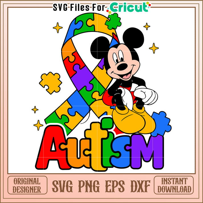 Mickey Mouse Autism SVG Design Instant Download – svg files for cricut