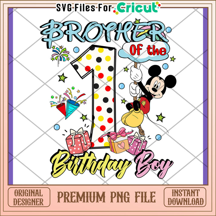 Mickey Mouse Brother 1st Birthday PNG – svg files for cricut