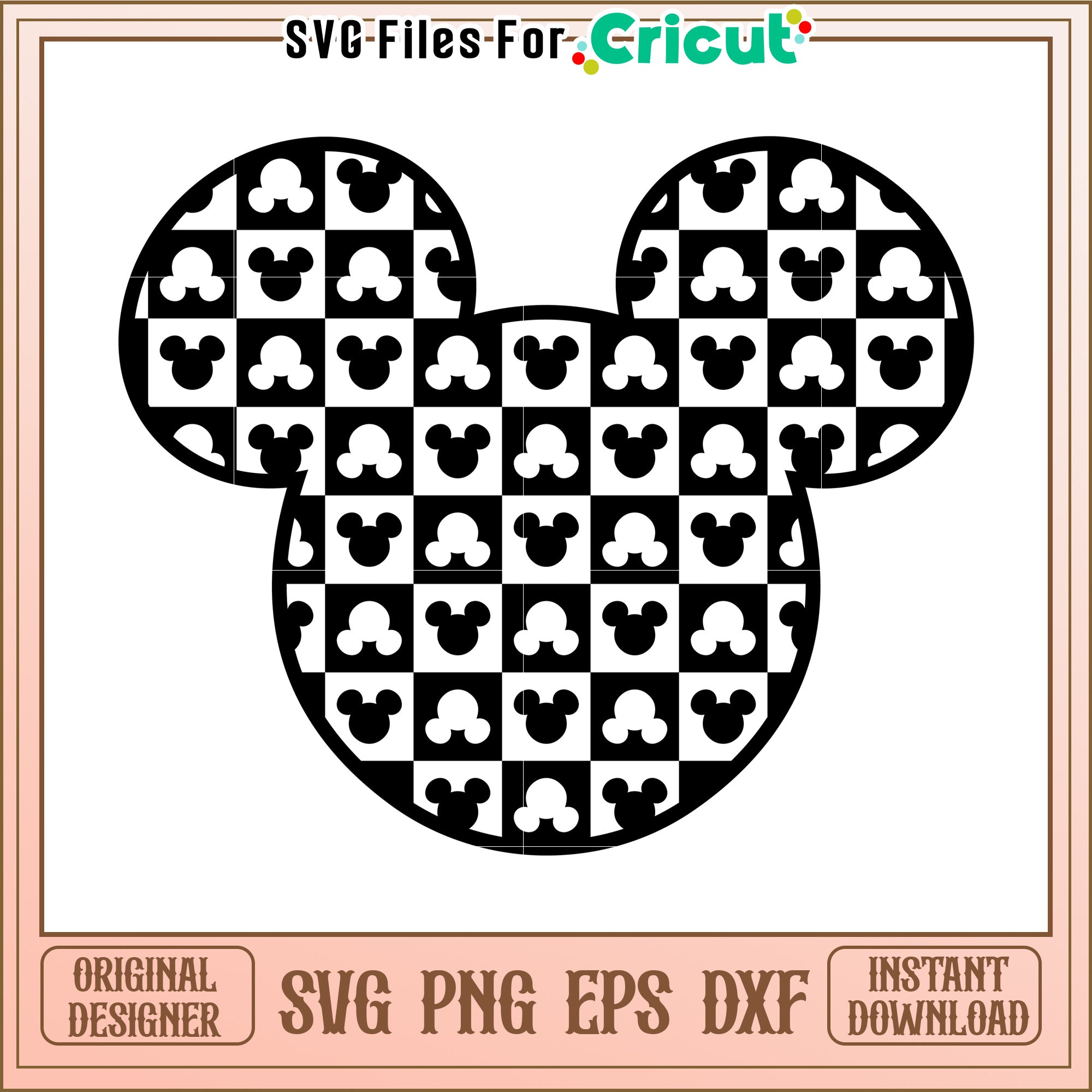 Mickey Mouse Checkered SVG Design – svg files for cricut