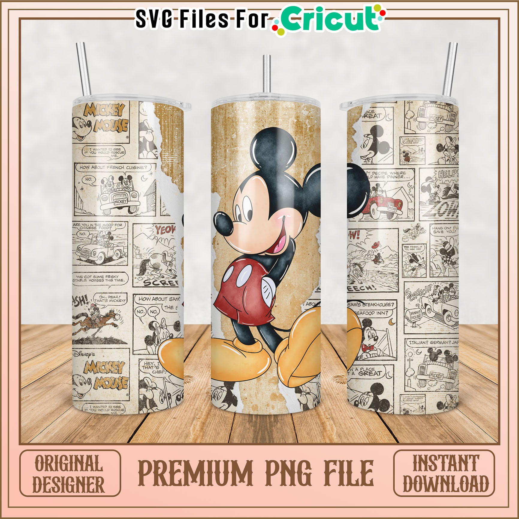 Mickey Mouse Comic Tumbler PNG – svg files for cricut