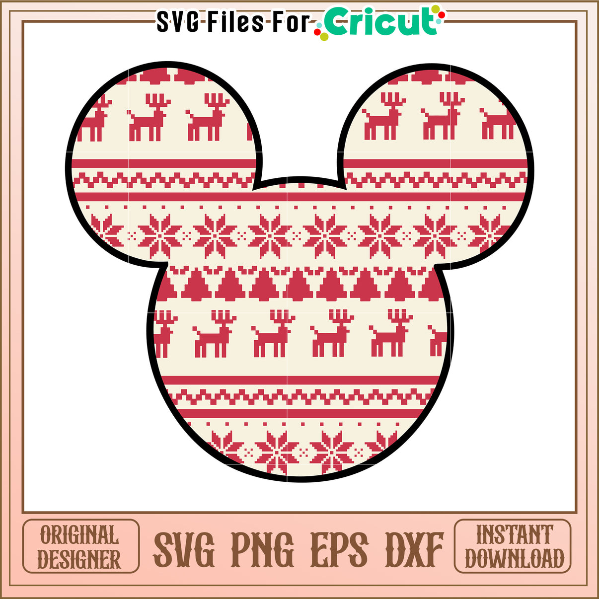Mickey Mouse Fair Isle SVG Design – svg files for cricut