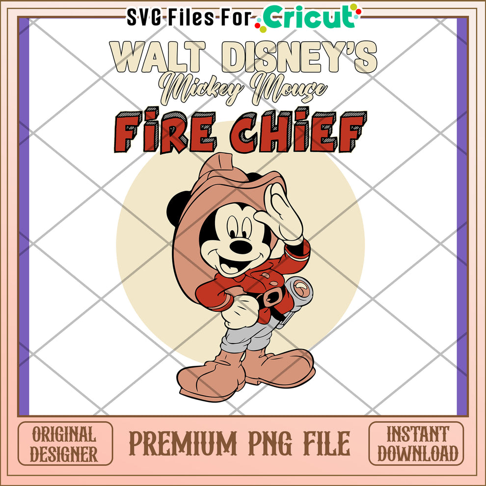 Mickey Mouse Fire Chief PNG Design – svg files for cricut