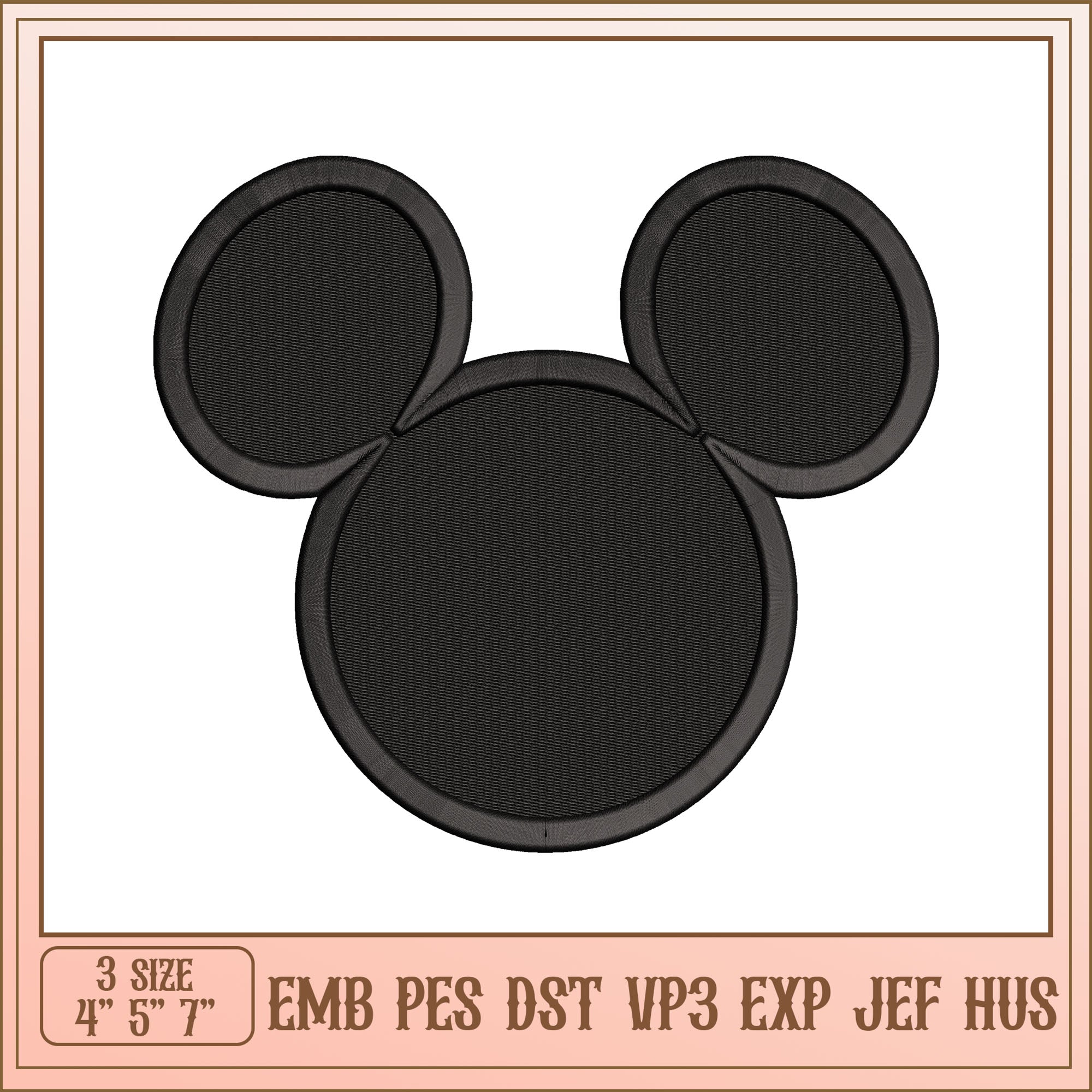 Mickey Mouse Head Embroidery Design for All Machines Sizes 4 to 7 – svg ...
