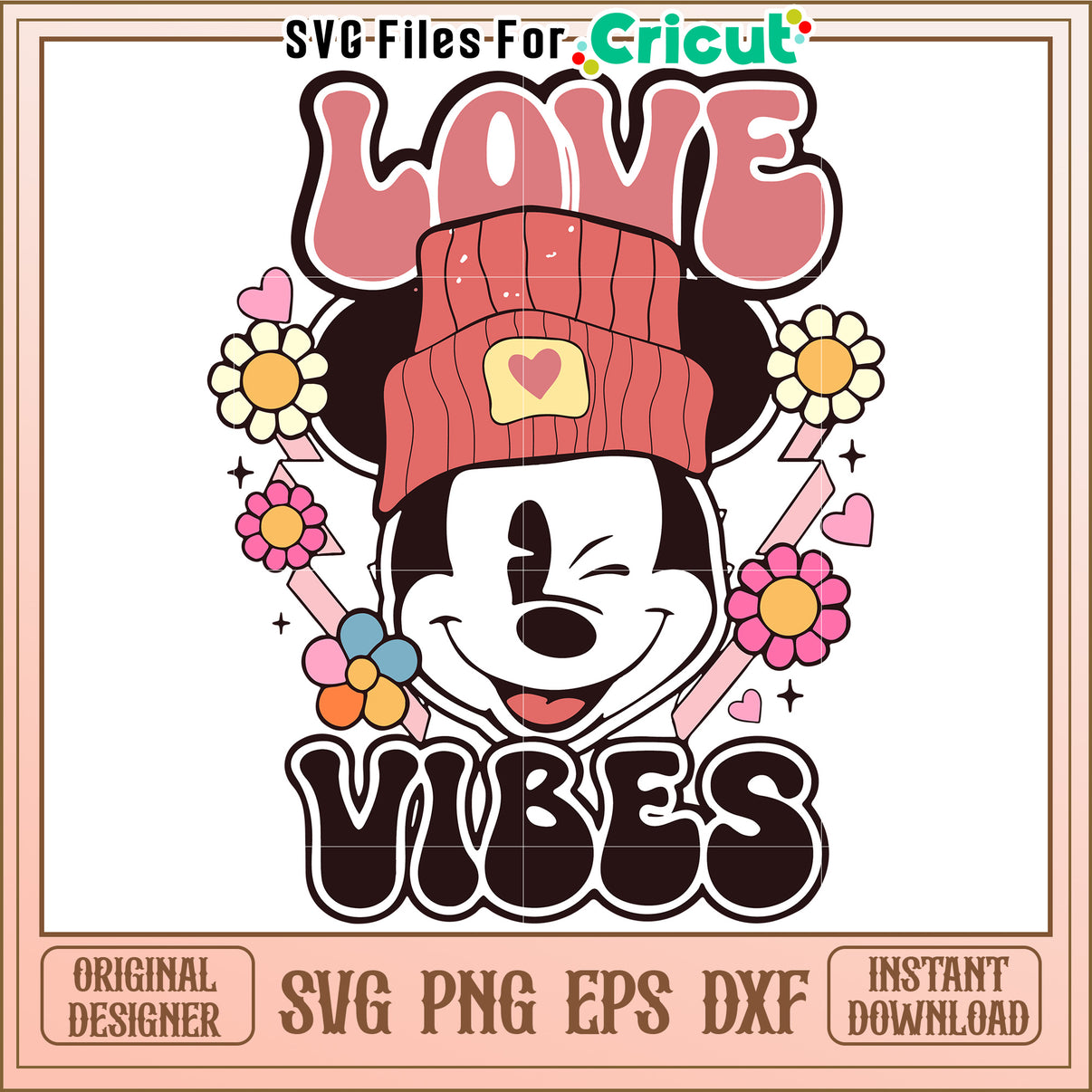 Mickey Mouse Love Vibes SVG Design – svg files for cricut