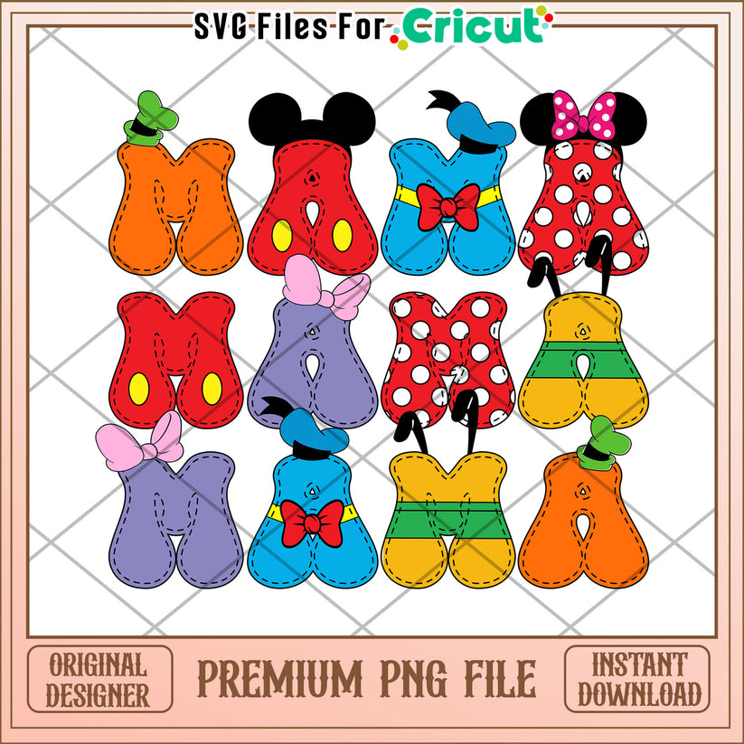 Mickey Mouse Mama Letters PNG – svg files for cricut