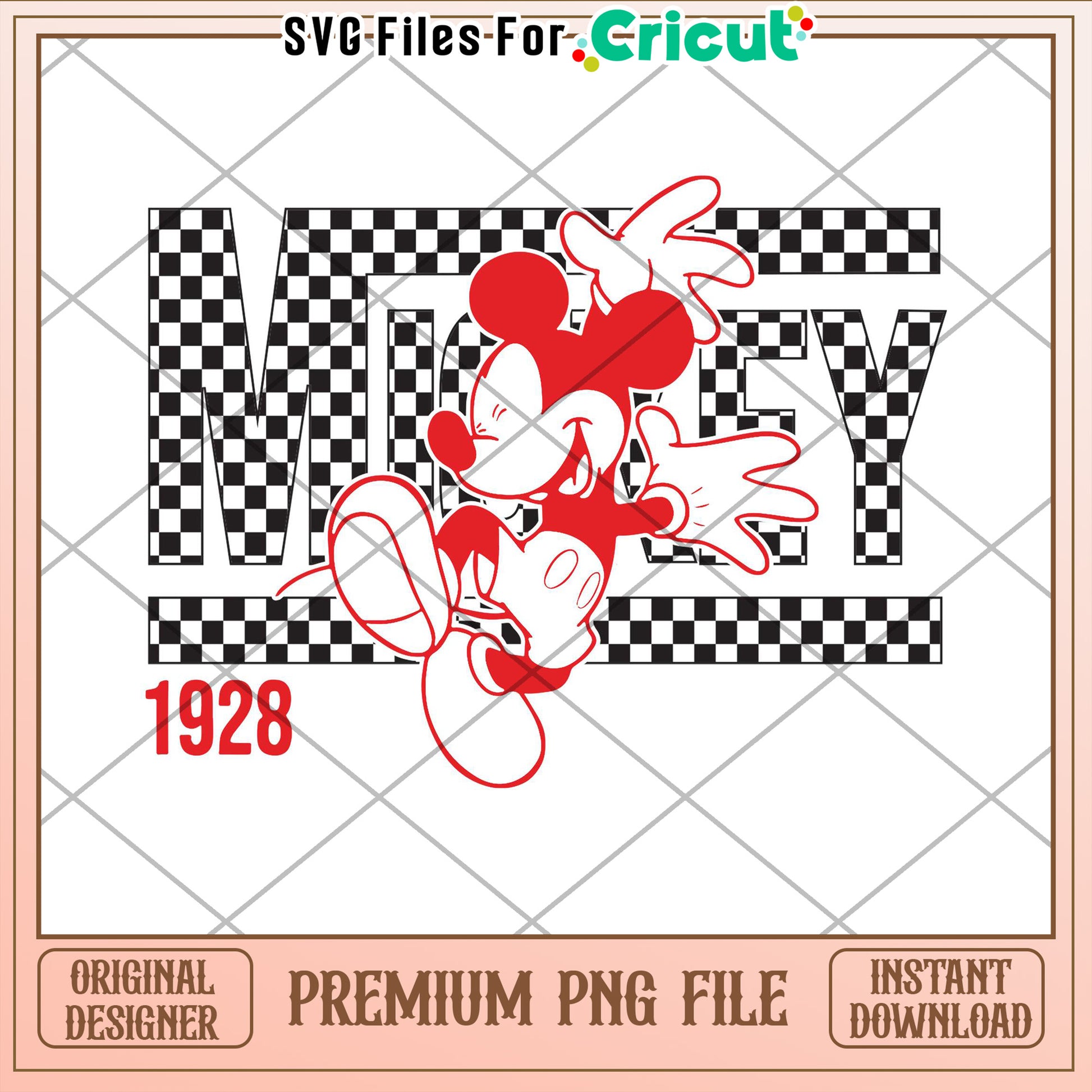 Mickey Mouse PNG 1928 Checkered Design – svg files for cricut