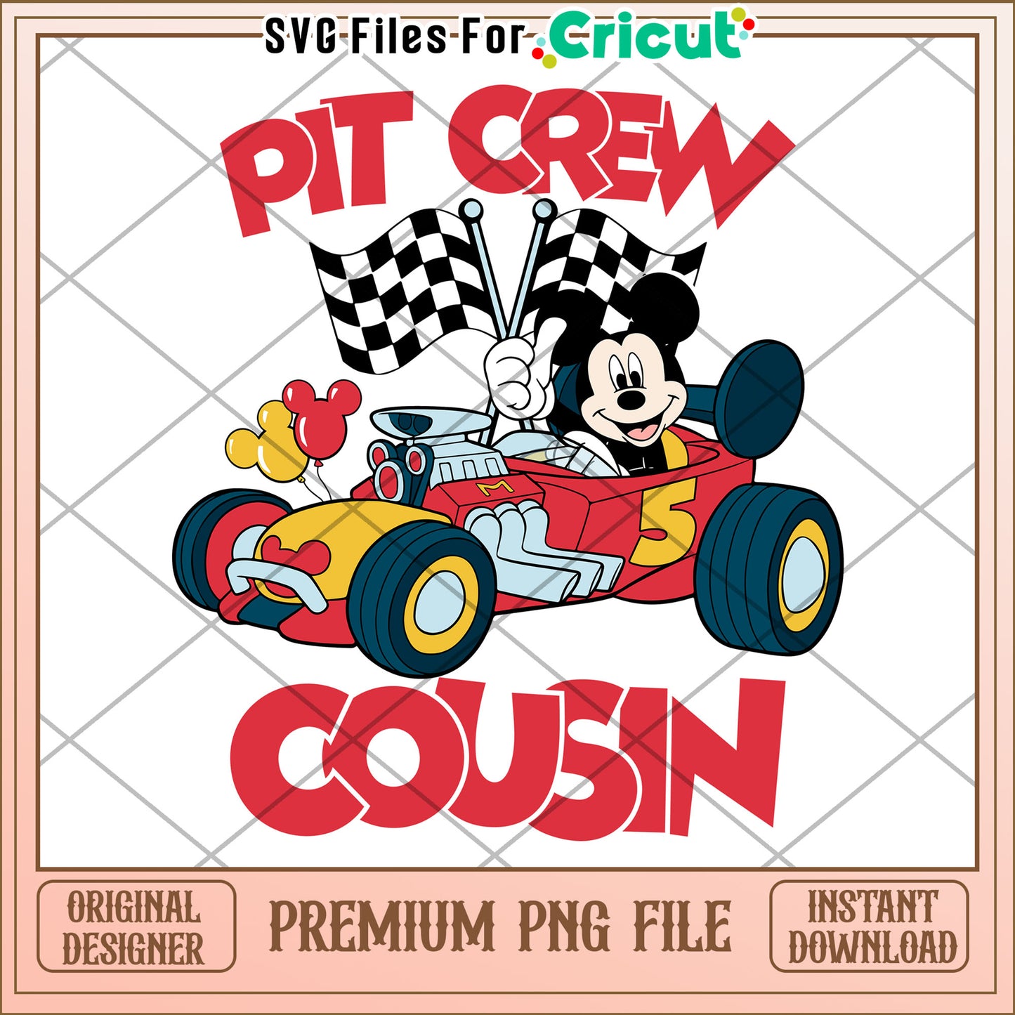 Mickey Mouse Pit Crew Cousin PNG Design – svg files for cricut