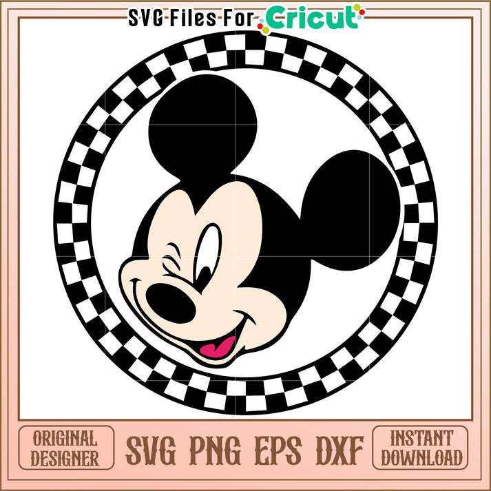 Mickey Mouse SVG Design Checkered Frame – svg files for cricut