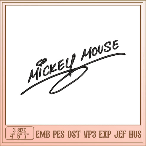 Mickey Mouse Signature Embroidery Design – svg files for cricut