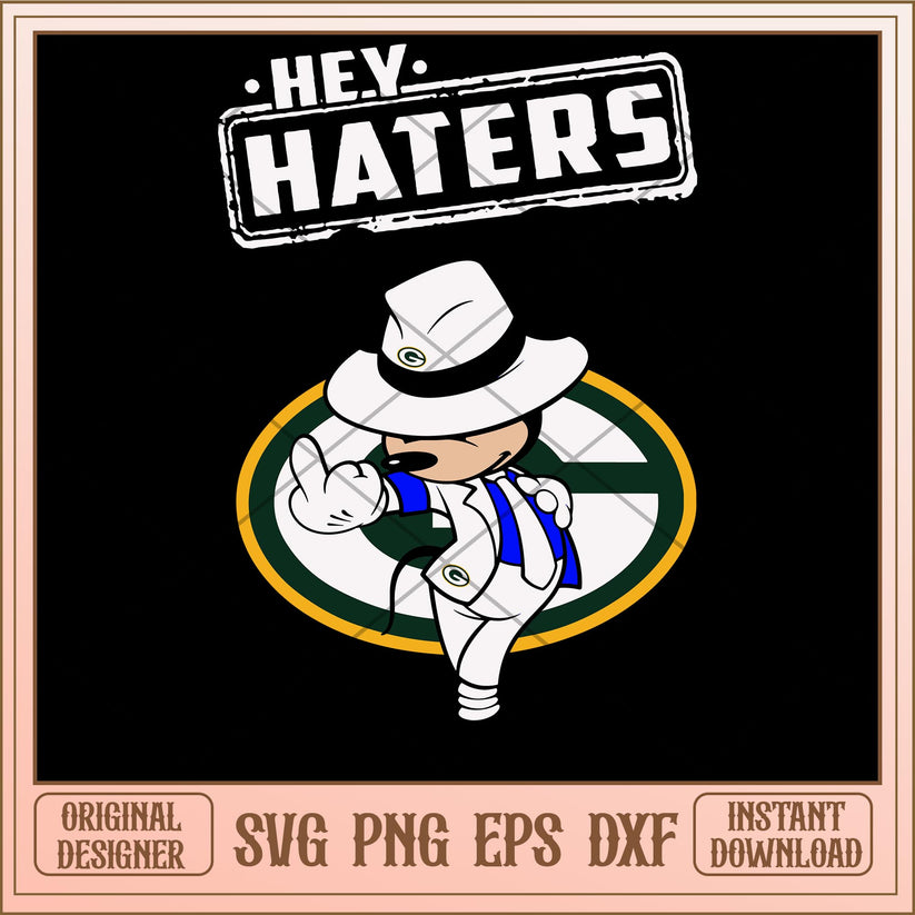 Mickey mouse Hey haters Packers svg, Disney characters svg, digital do ...