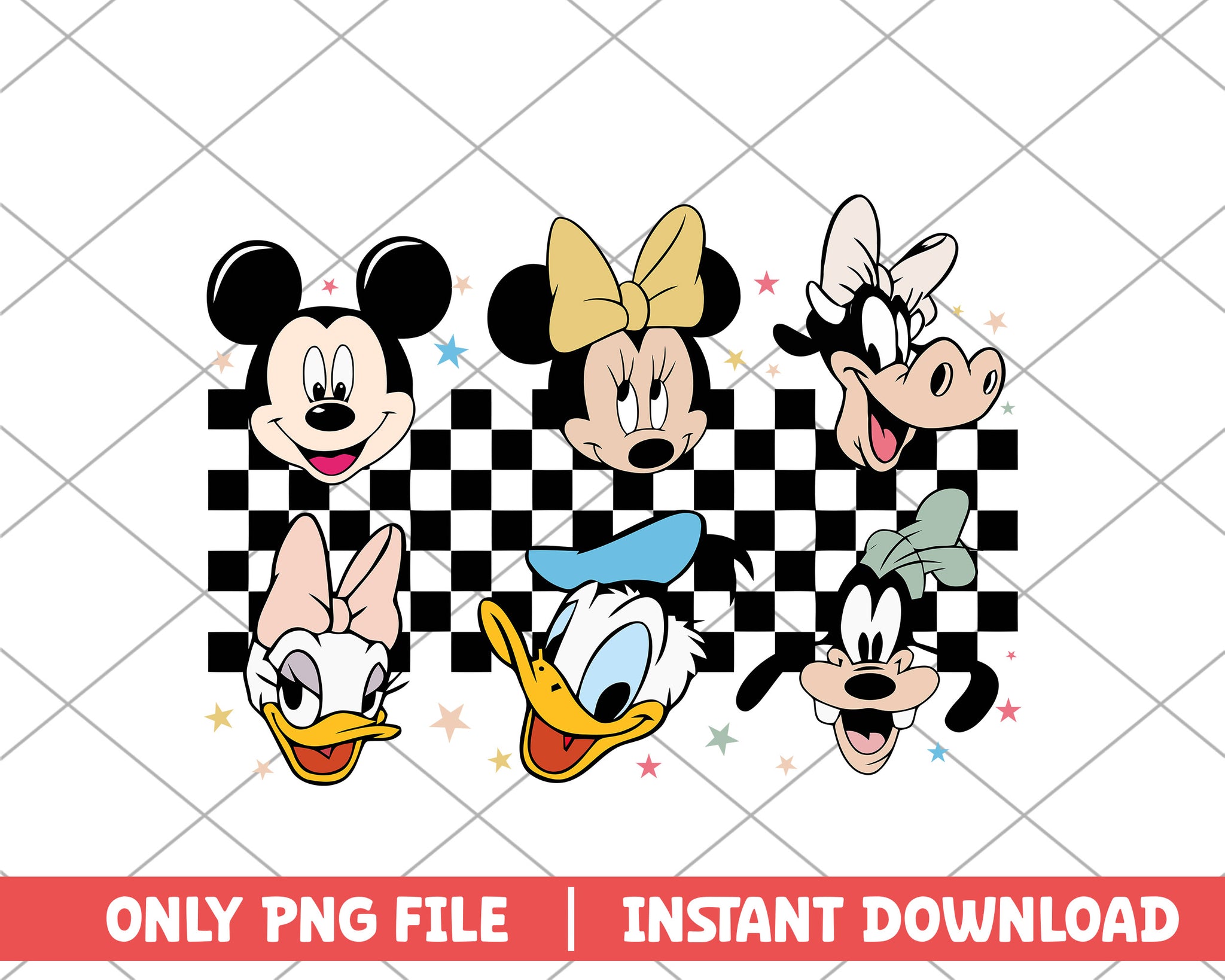 Mickey and friends checkerboard pattern disney png – svg files for cricut