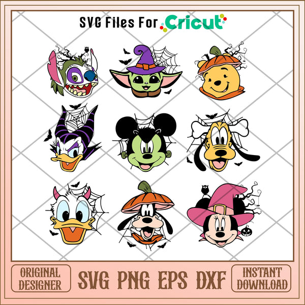 Mickey and friends head Halloween svg, Disney characters svg, Digital ...
