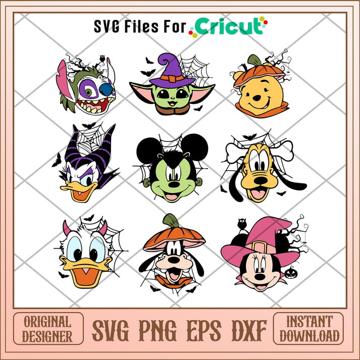 Mickey and friends head Halloween svg, Disney characters svg, Digital ...